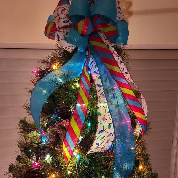Peacock Tree Topper, Six 48 Inch Streamers, Extra Large Peacock Bow ...