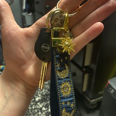 Sun and Moon Key Fob, With Brass Plated Hardware - Etsy