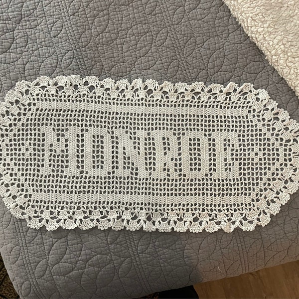 Custom Filet Crochet Name Doily - Etsy