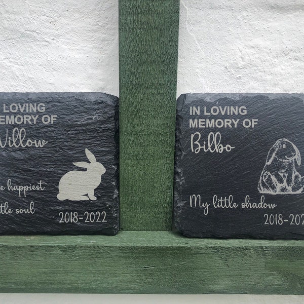 Personalised Engraved Slate Rabbit Pet Memorial Grave Marker Plaque ...