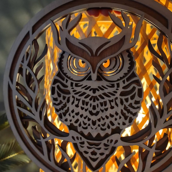 Owl Multilayer Panel Laser Cut Files Owl Mandala SVG 7 Layer Owl S3 - Etsy