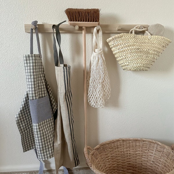 Modern Stained Wood Peg Rail: Minimalist Wall Coat Hooks - Etsy