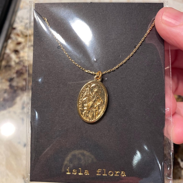 St Joseph Emboss Necklace, Gold Dipped Saint Nazareth, Father With ...