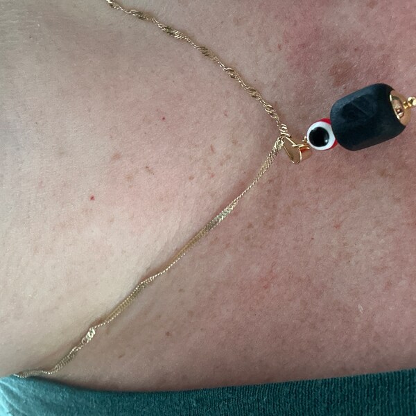 Genuine Azabache Charm, Blue Evil Eye Pendant for Powerful Protection ...