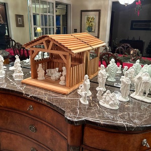 Cherry Wood Stable for Nativity Scene, Handmade Stable, Manger ...