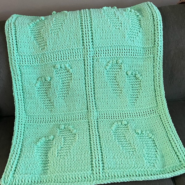 Blanket Pattern Download // PATTERN: Footprints Baby Blanket // Loop ...