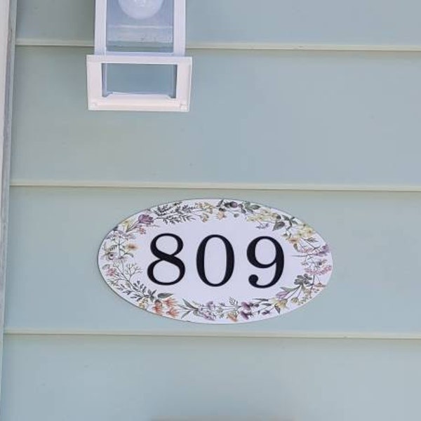 House Numbers, Colorful Flower House Number Sign, Custom Address Plaque ...
