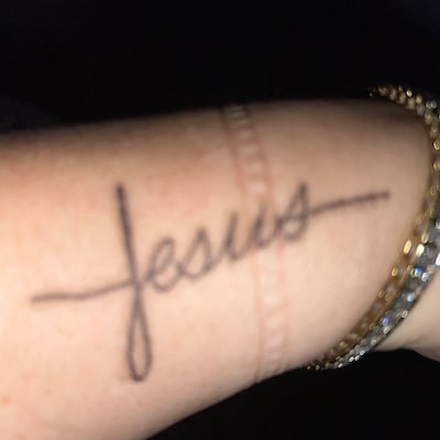 Jesus Script set of 2 Jesus Word Tattoo / Religious Tattoo / Christian ...
