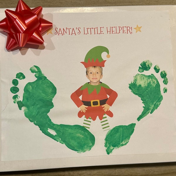 Elf Footprint Art | Baby's First Christmas Handprint Footprint Activity ...