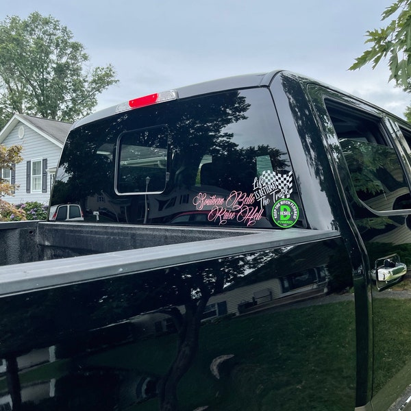 CUSTOM TEXT Script VERTICAL Windshield Vinyl Side Decal Sticker Car ...