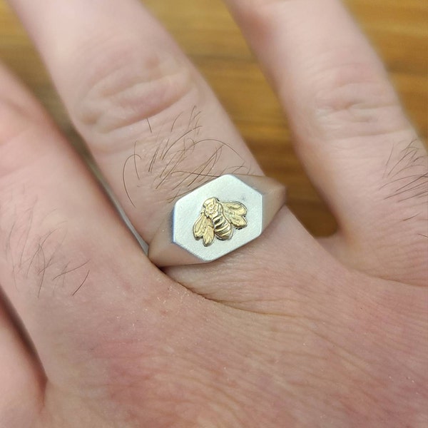 Honey Bee Signet Ring Gold Honeybee Ring Queen Bee Unique Engagement ...