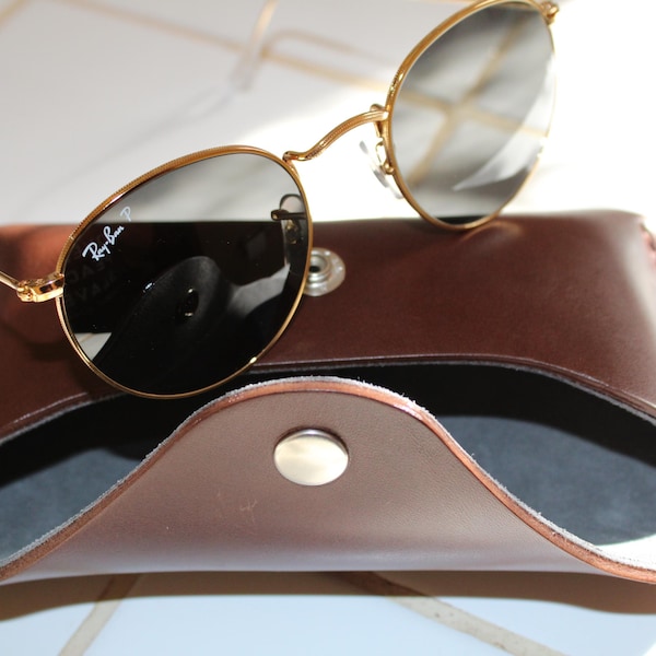 Ray Ban Case-leather Sunglasses Case-glasses Case Whiskey Saddle ...
