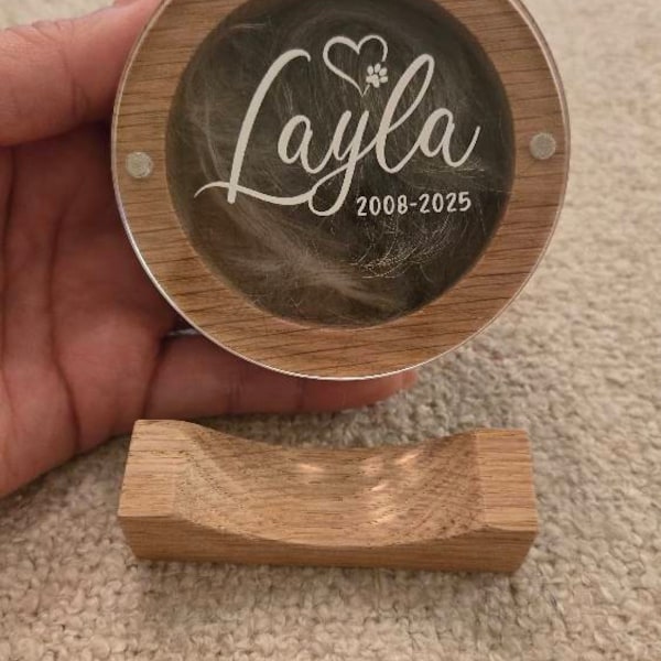 Dog Hair Keepsake Personalized Gypsum Clear Lid, Cat Memorial Custom ...