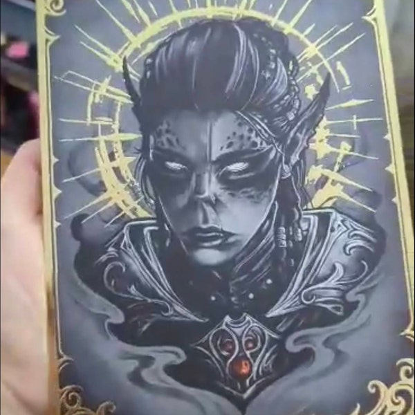 LAE'ZEL - Gold Embellished A5 Art Print - Baldur's Gate 3 Inspired - Etsy