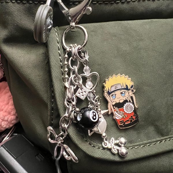 8 Ball Keychain, Y2K Clutter Bag Charms With Dice, Cherry, Stars, Bow ...