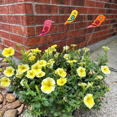 Yard Art Bird Garden Stakes,3 Inch Bird Garden Art,potted Plants,gift ...