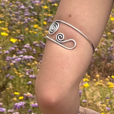 Gold Boho Arm Cuff Bracelet Swirls Adjustable Armlet Bangle Upper Arm ...