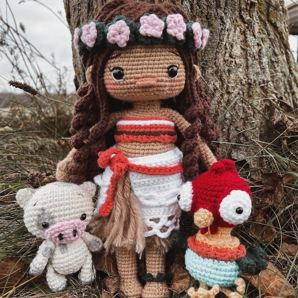 Eng-esp Hawaii Girl,rooster and Pig Pattern - Etsy