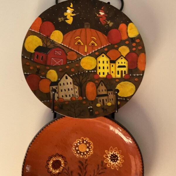 Christmas Folk Art Hand Painted Wood Plate, Primitive Winter Scene ...