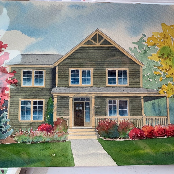 Custom House Hand Painting Home Portrait Classic Drawing Sketch Art ...
