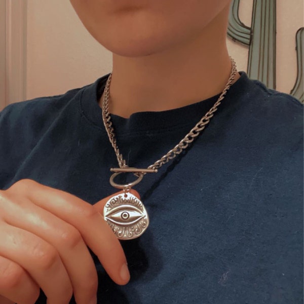 Evil Eye Chunky Chain Layered Necklace, Gold Chain Necklace, Silver ...