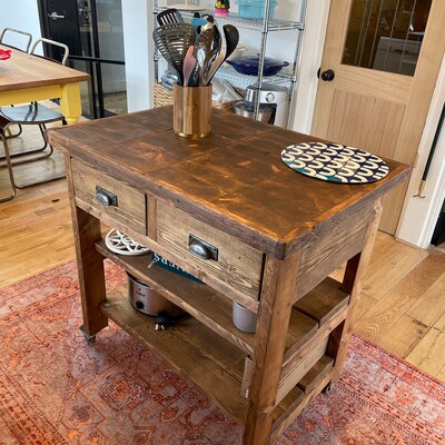 Rustic Breakfast Bar Kitchen Island - Etsy UK