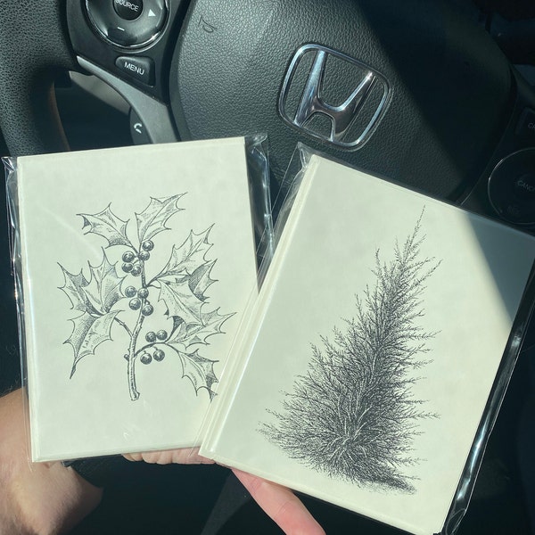 Pine Tree Note Card Set of 10 in White or Light Ivory With Matching ...