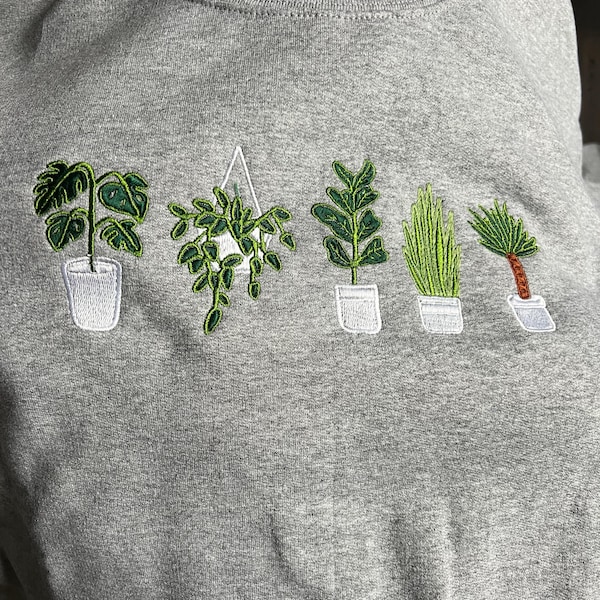 Embroidered Houseplant Sweatshirt: Boho Plant Lover Crewneck - Etsy