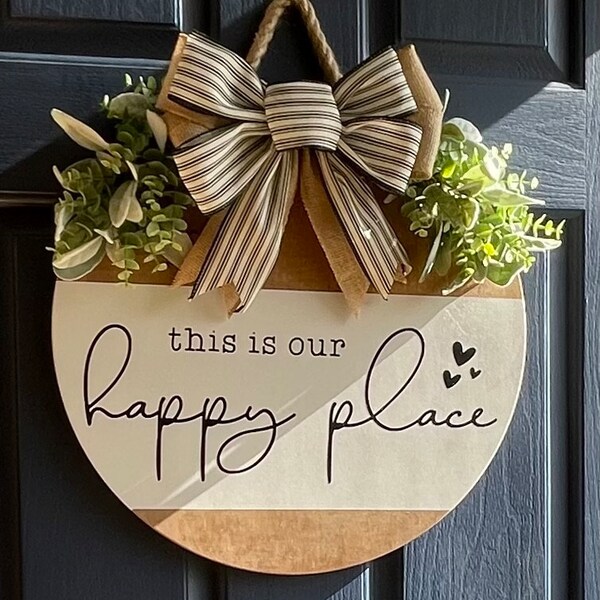 Front Door Decor, This is Our Happy Place, Front Door Wreath, Door ...