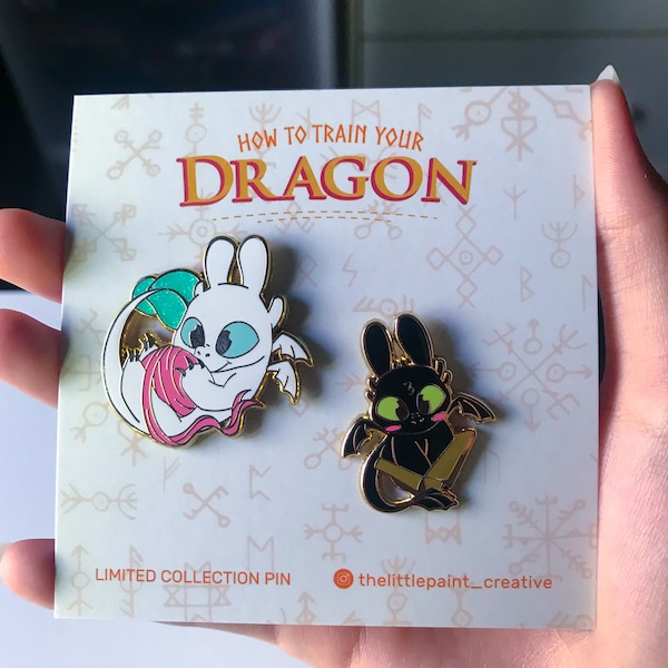 Yin and Yang Hard Enamel Pin, HTTYD, Nightfurry and Lightfurry, Gold ...