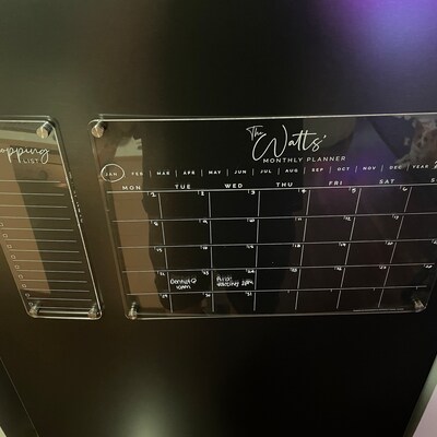 Weekly MEAL Magnetic Fridge Acrylic Planner A3 WHITE UV Print Acrylic Whiteboard Meal Planner ...