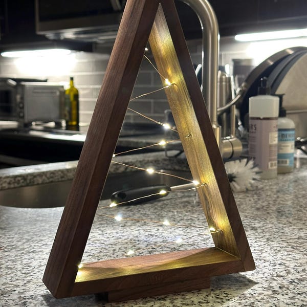 Modern Solid Wood Christmas Tree With Fairy Lights - Etsy