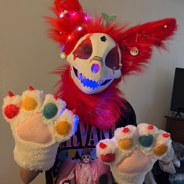 Toony Cat Feline Bone Skull Mask - Movable Moving Hinge Jaw- 3D Printed ...