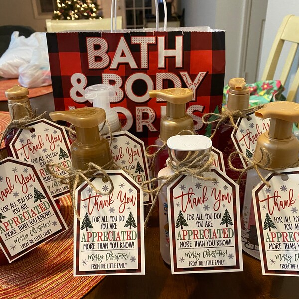 Christmas Thank You Gift Tags, Teacher Staff Employee Nurse Volunteer ...