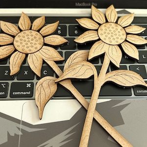 Flower Sunflower Stick With Tag for Laser Cutting in SVG and PDF ...