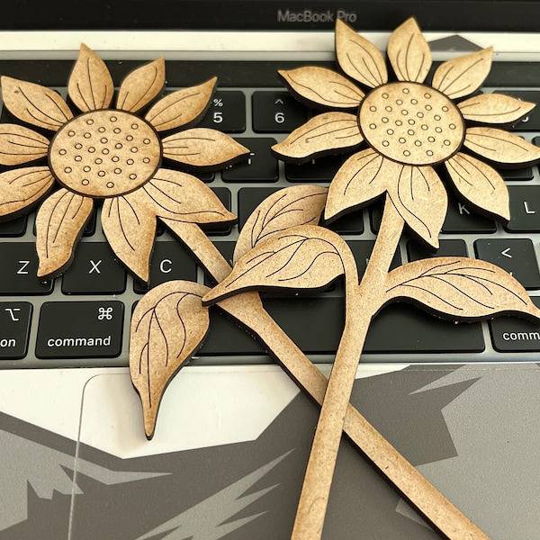 Flower Sunflower Stick With Tag for Laser Cutting in SVG and PDF ...