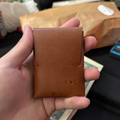 Personalized Minimalist Leather Wallet Card Holder, Coins, Slim Minimal ...