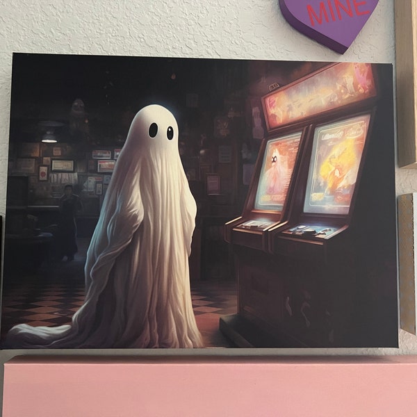 Ghost in Arcade Wall Art Halloween Decor Gothic Art Dark Academia ...