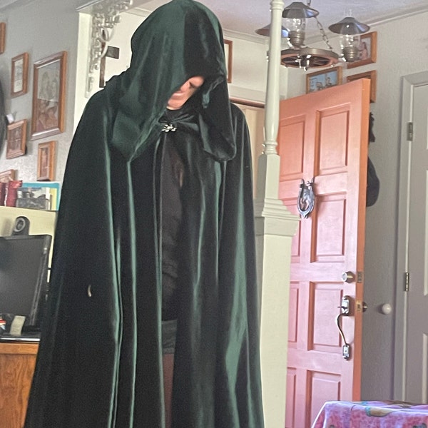 Emerald Velvet Dark Green~ Large LINED Hood~ FULL Circle Cloak Velvet ...