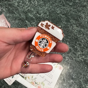 Pumpkin Spice Latte Coffee Cup Badge Reel - Etsy