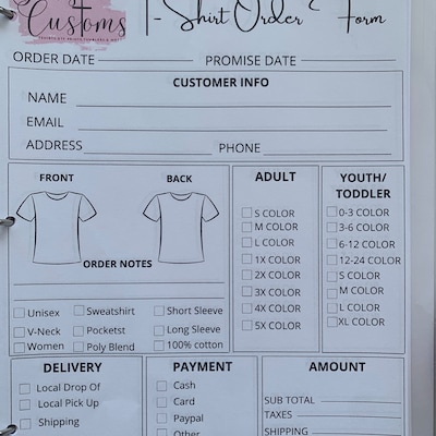 Pen Order Form Custom Pen Order Editable Order Forms Small Business ...