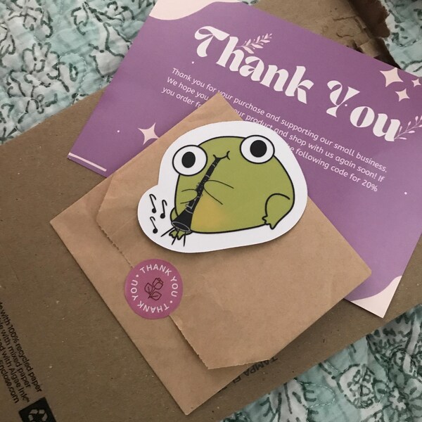 Clarinet Frog Sticker - Etsy