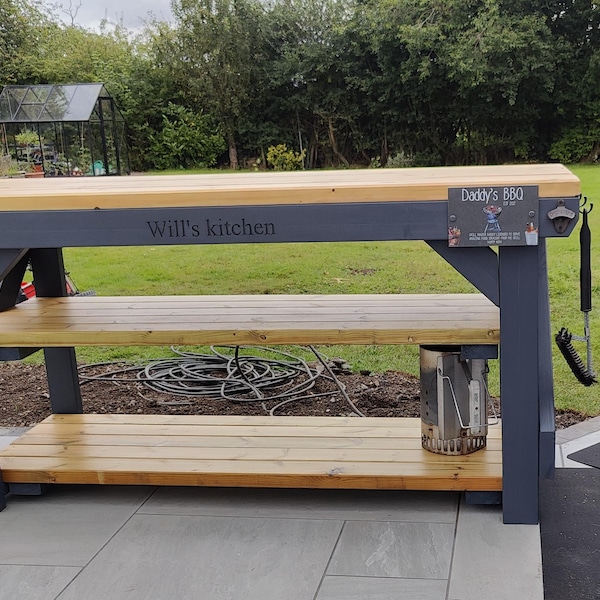 Indoor/outdoor Wooden Workbench. Garden Work Table. Bbq/pizza Oven ...