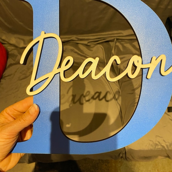 Custom Wooden Wall Name Sign Wood Big Letters Modern Nursery Bedroom ...