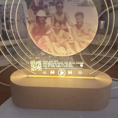 LED Light up Cedar Wood Frame Personalised 1st Wedding Anniversary ...