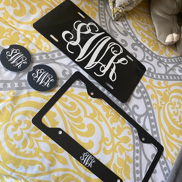 Black License Plate, Monogram Car Tag, Front License Plate Personalized ...