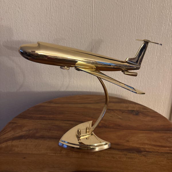 Brass Airplane Model on Stand: Vintage Aviation Sculpture - Etsy