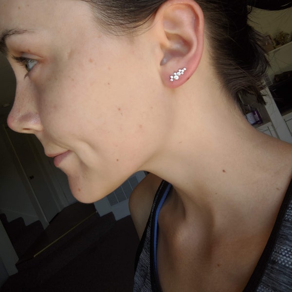 Sterling Silver Cluster Ear Climbers | Cluster Earrings | Unique Ear ...