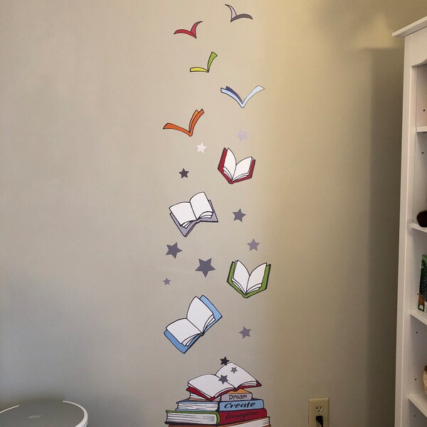 Wall Decal Flight of Book Soaring Books for the Playroom, Library - Etsy
