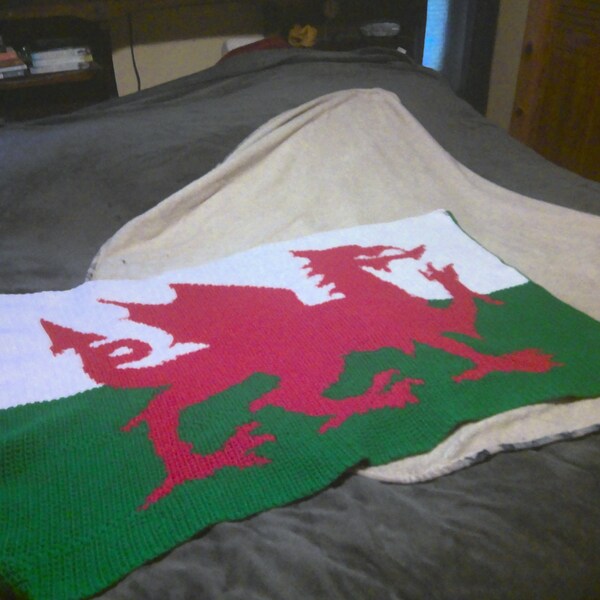 Welsh Flag, Crochet Blanket Pattern, Row by Row, Single Crochet ...